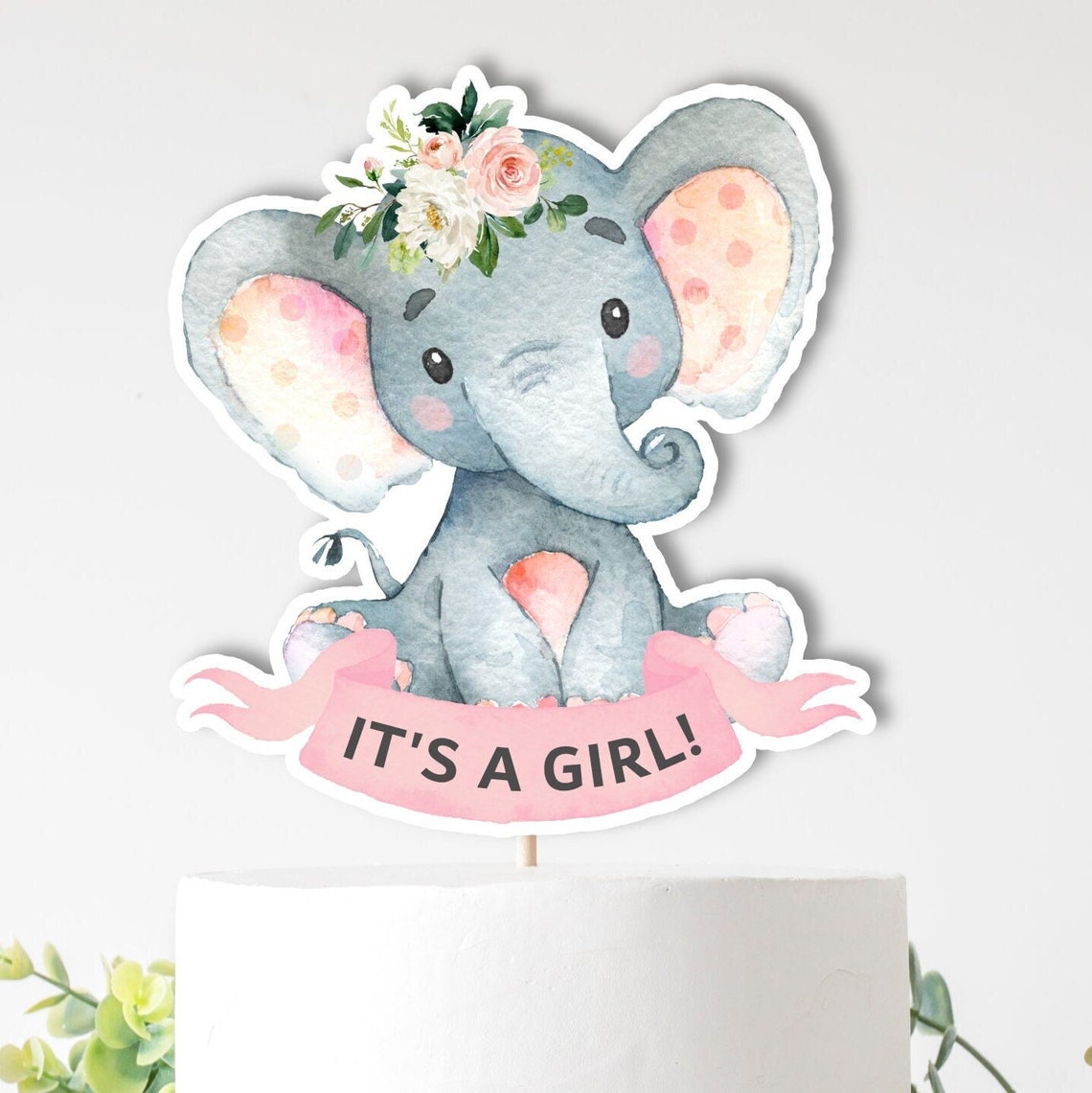 PRINTABLE Elephant Centerpieces Pink Elephant Cake Topper - Etsy