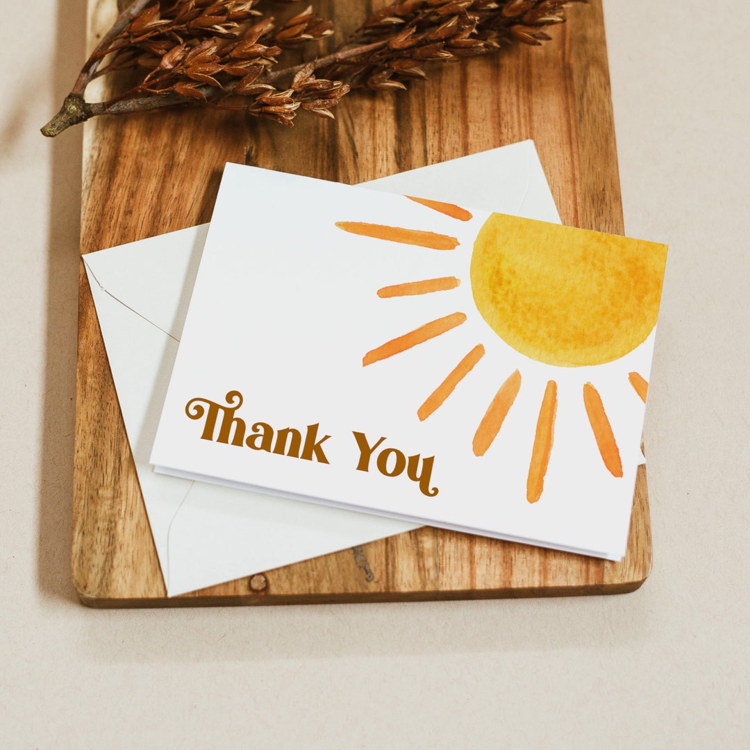 Sun Thank You Card Trip Around the Sun Birthday Here Comes the Sun Boho ...