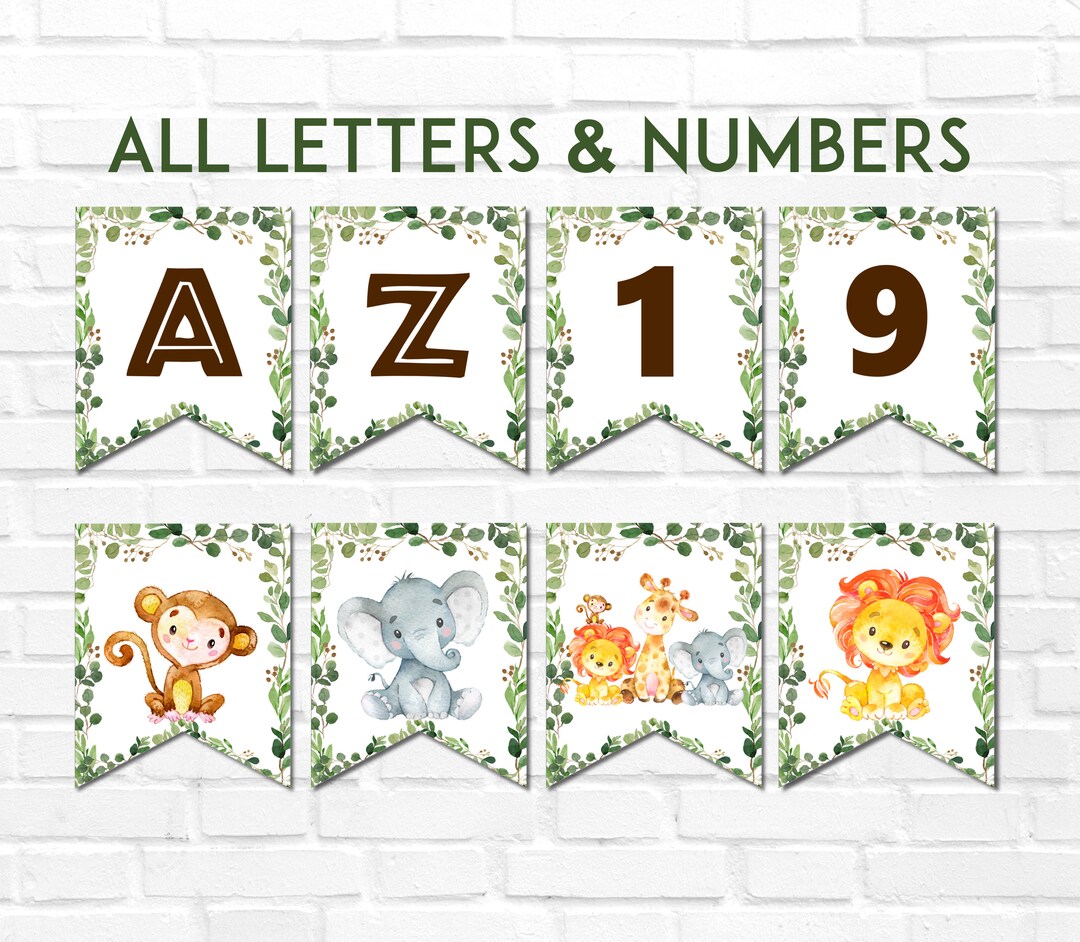 Printable Jungle Banner Safari Banner Party Animals Baby Shower Wild ...