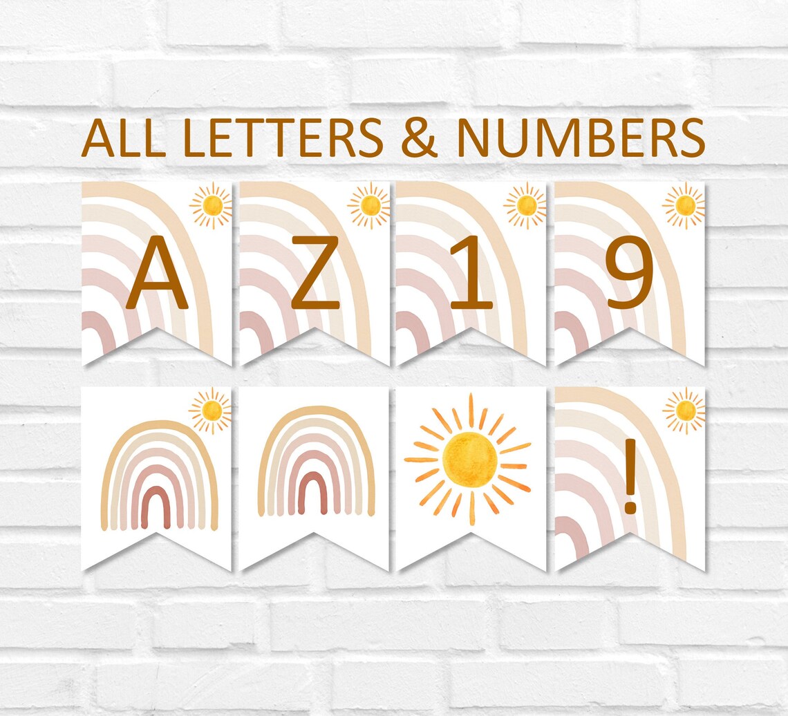 Rainbow Banner Boho Rainbow Sunshine Baby Shower Banner Muted - Etsy