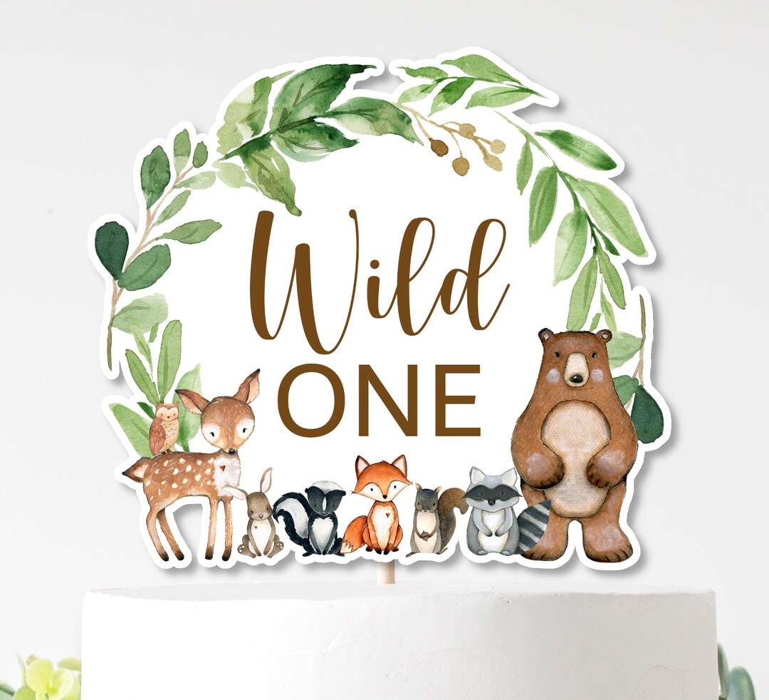 PRINTABLE Woodland Wild One Cake Topper Woodland First - Etsy