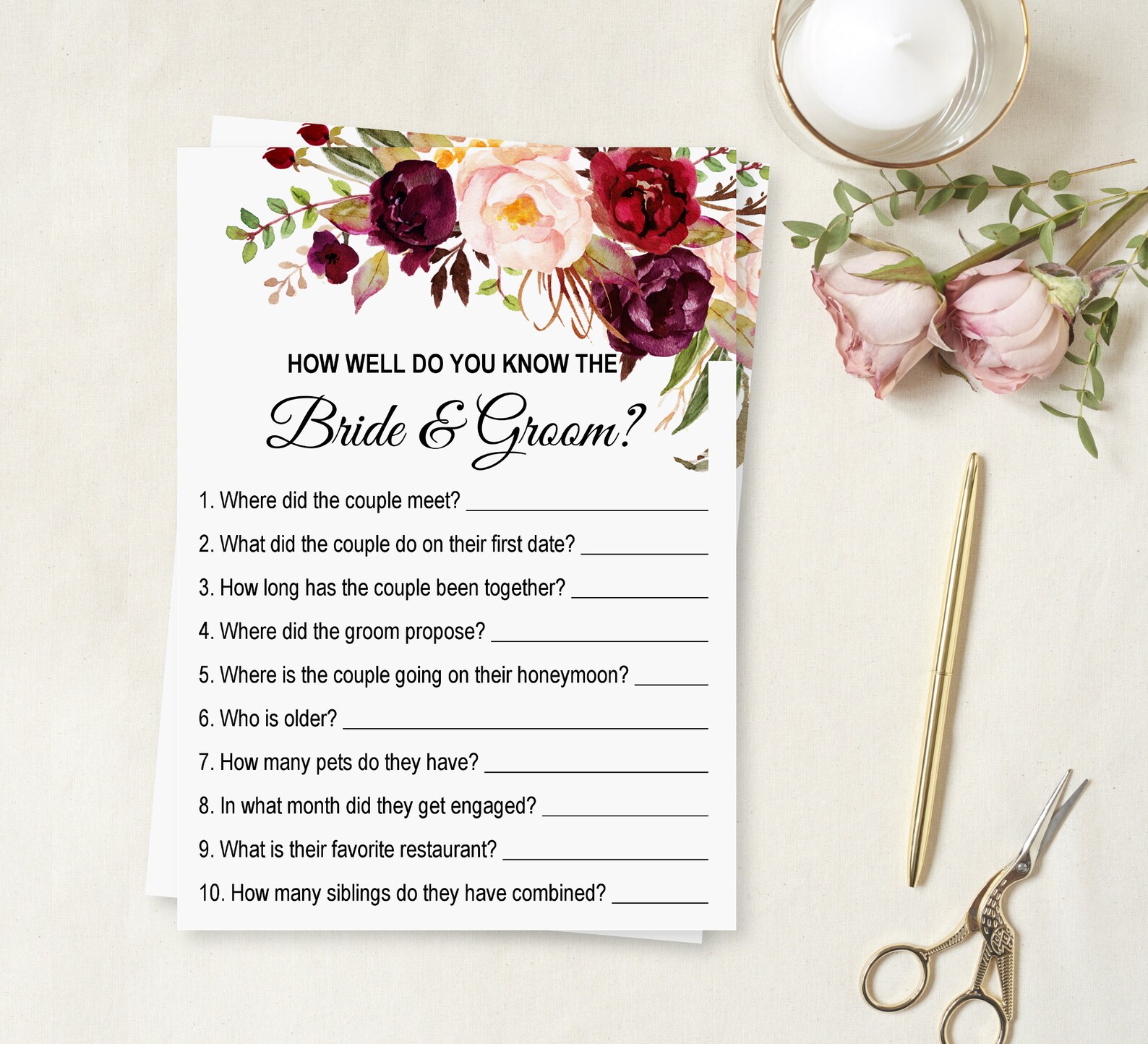 How Well Do You Know the Bride and Groom Game Bridal Shower - Etsy