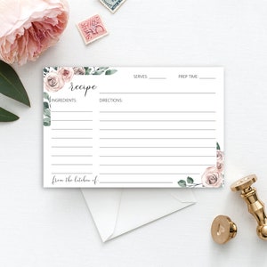 Boho Recipe Cards Printable Boho Bridal Shower Recipe Card Template ...