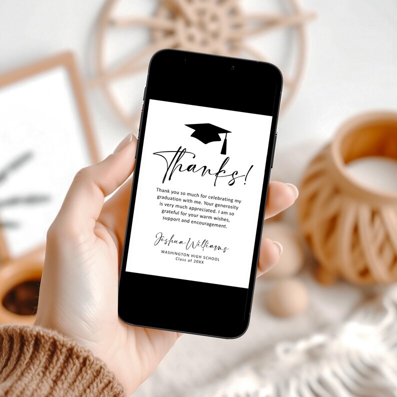 Editable Graduation Thank You Card Photo Thank You Card Postcard ...