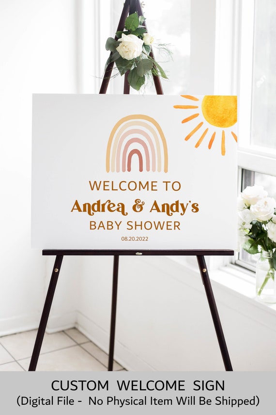 CUSTOM Rainbow Welcome Sign Rainbow Baby Shower Sunshine Baby Shower ...