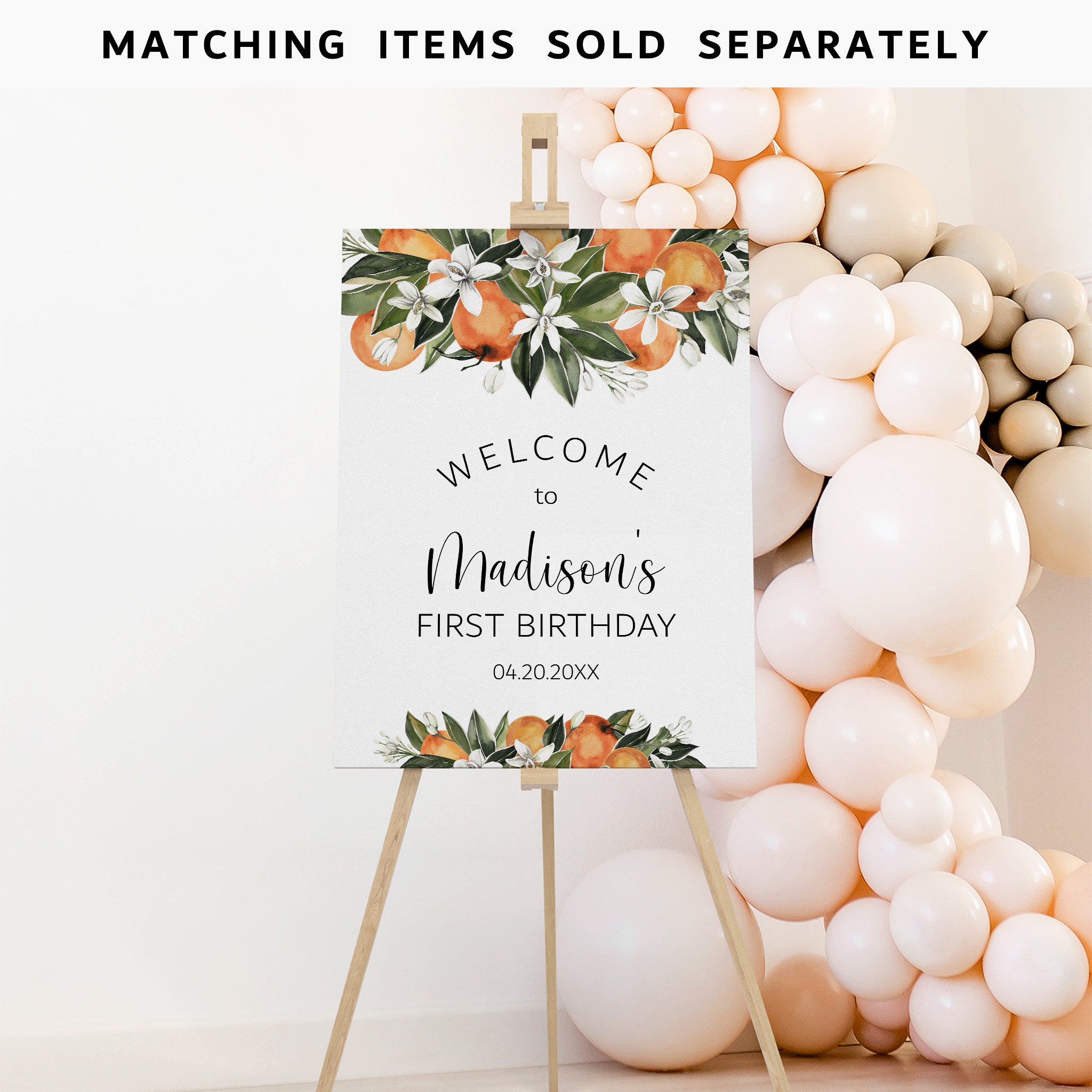 Editable Citrus First Birthday Photo Banner Template, Baby's 1st Year ...