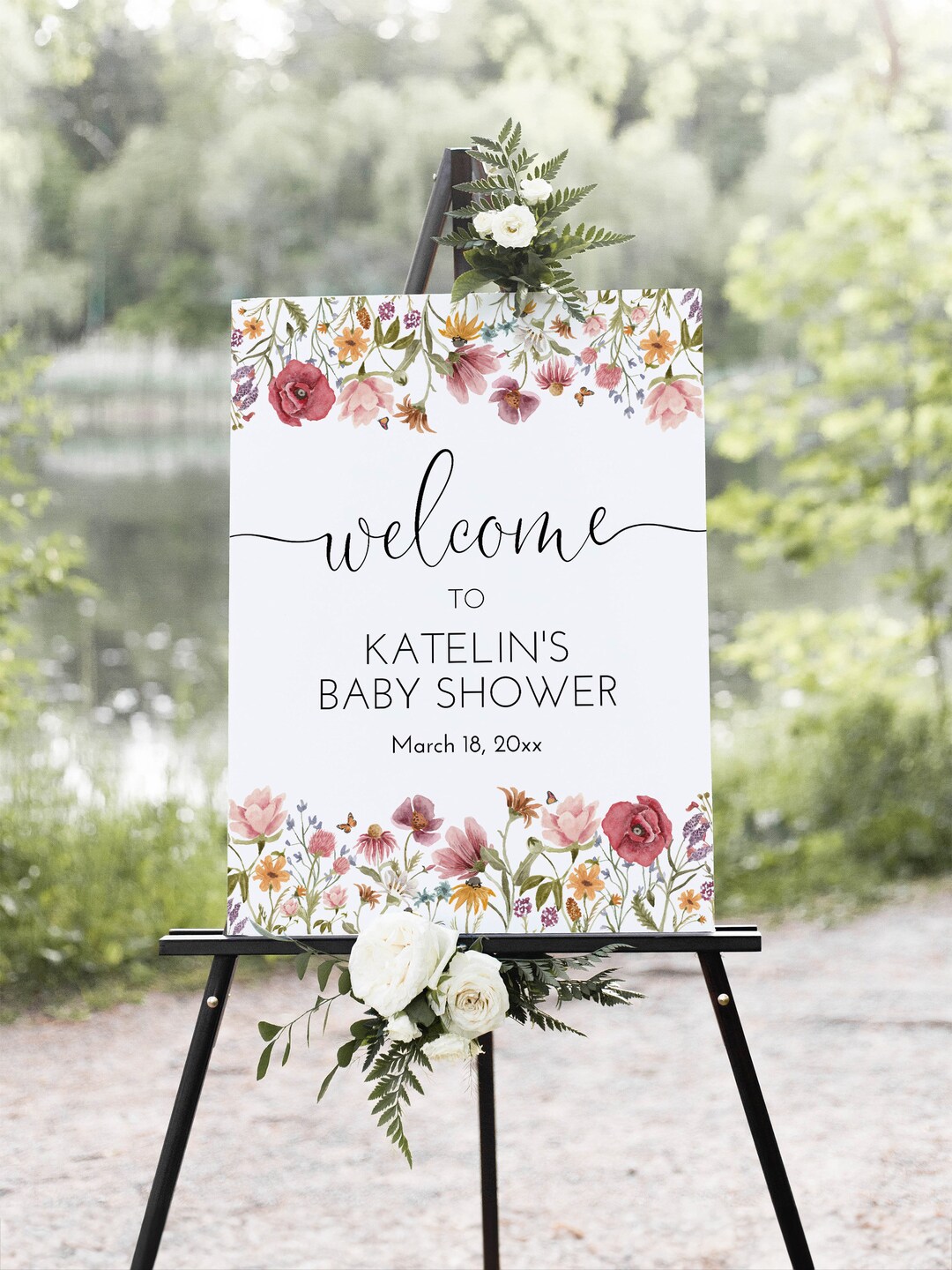 Editable Wildflower Welcome Sign Colorful Floral Baby Shower Sign ...