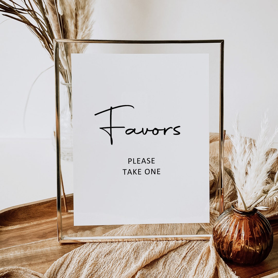 Favors Sign Printable Minimalist Wedding Baby Shower Bridal Shower ...