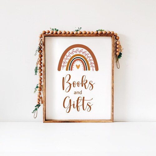 Books and Gifts Sign Boho Rainbow Birthday Baby Shower Neutral - Etsy