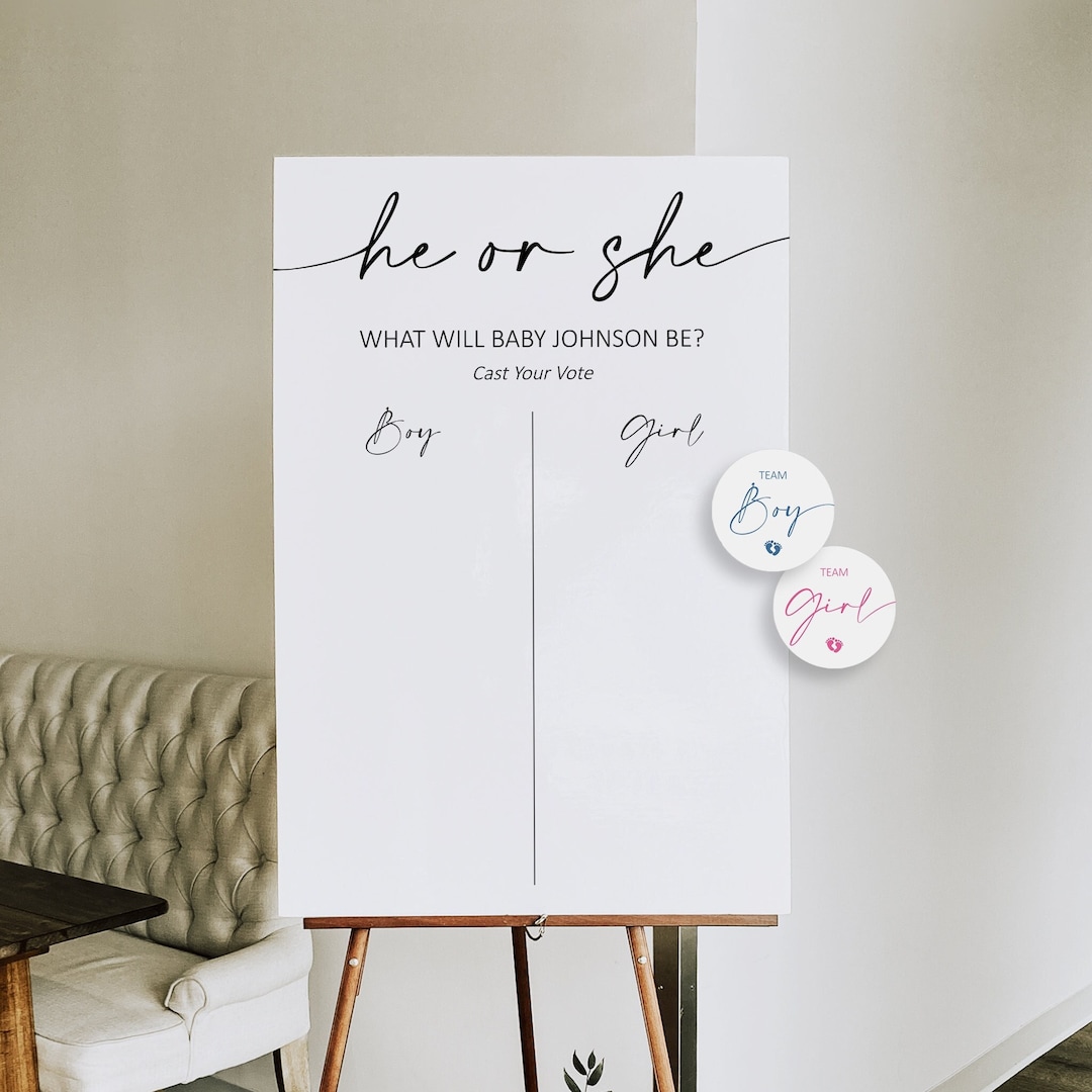 Editable Gender Reveal Voting Board Cast Your Vote Guess Boy or Girl ...