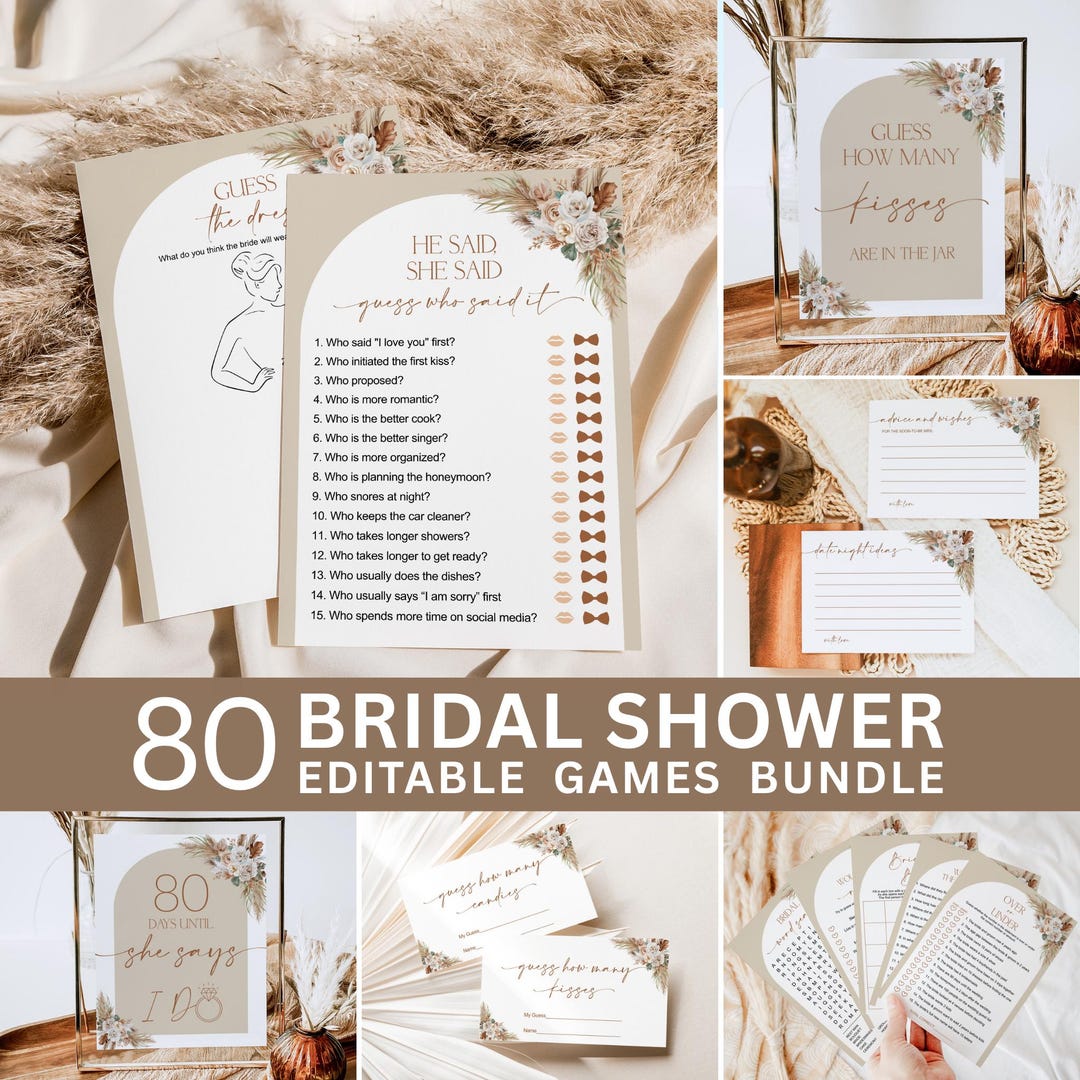 Editable Bohemian Boho Fall Bridal Shower Games Bundle, Bridal Party ...