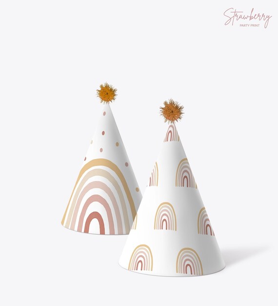 PRINTABLE Party Hats Rainbow Birthday Party Boho Rainbow Party Boho 1st ...