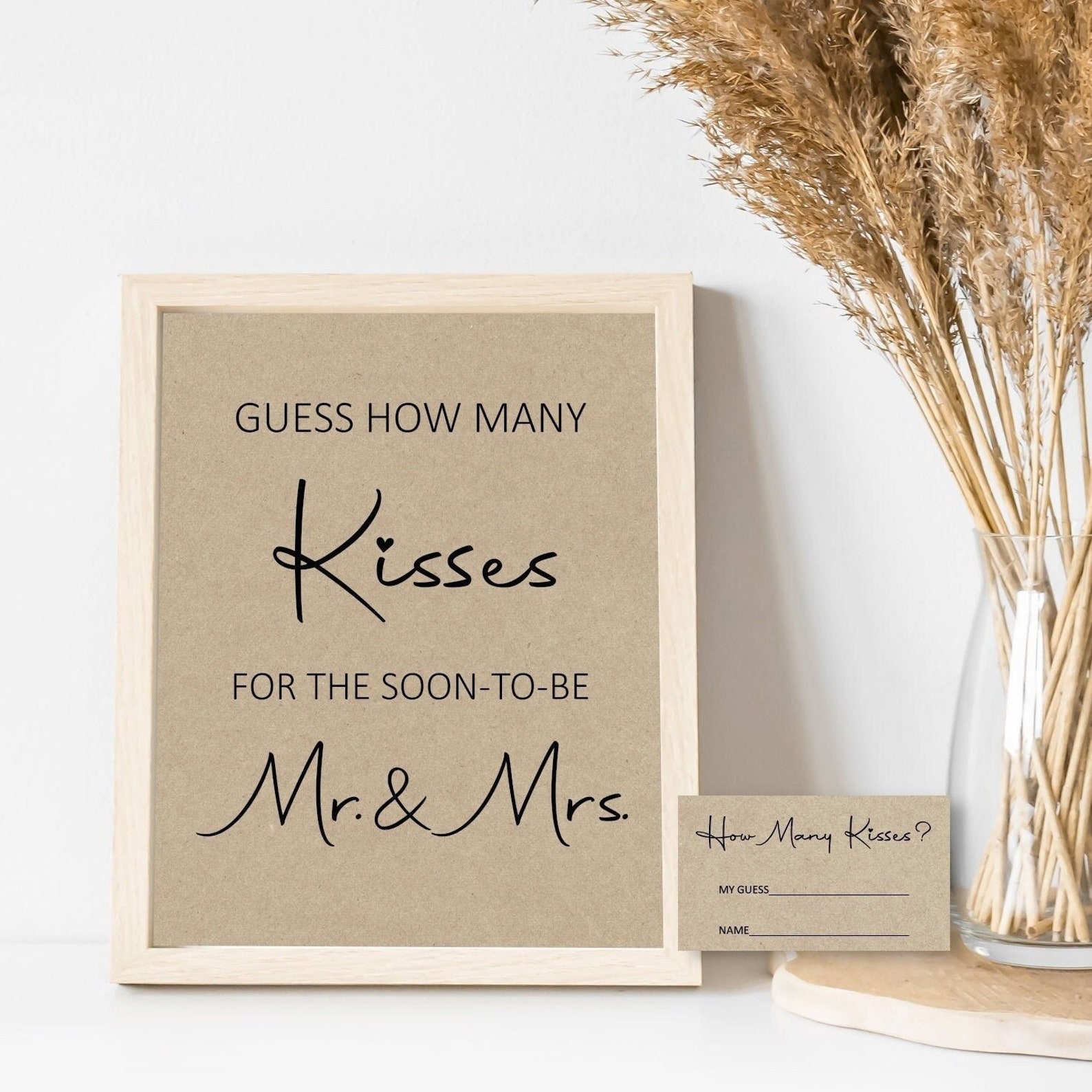 Guess How Many Kisses for the Mr and Mrs Game Minimalist Bridal Shower ...