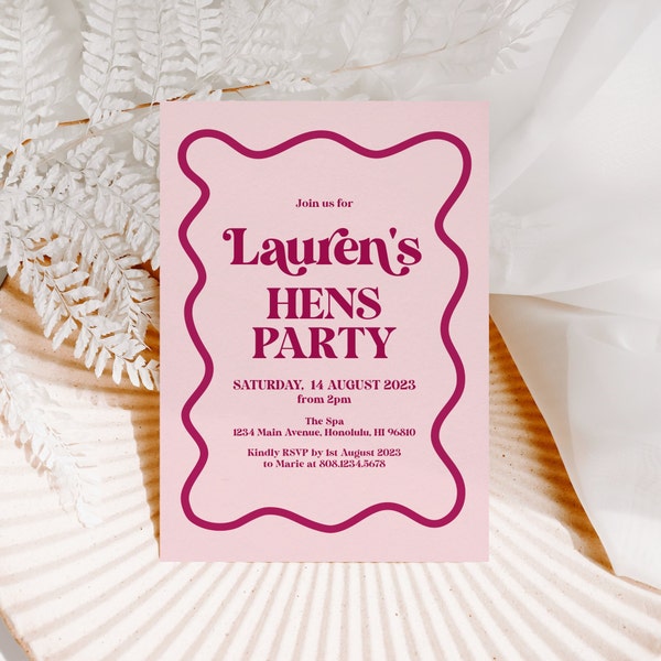 Hens Wavy Invite - Etsy