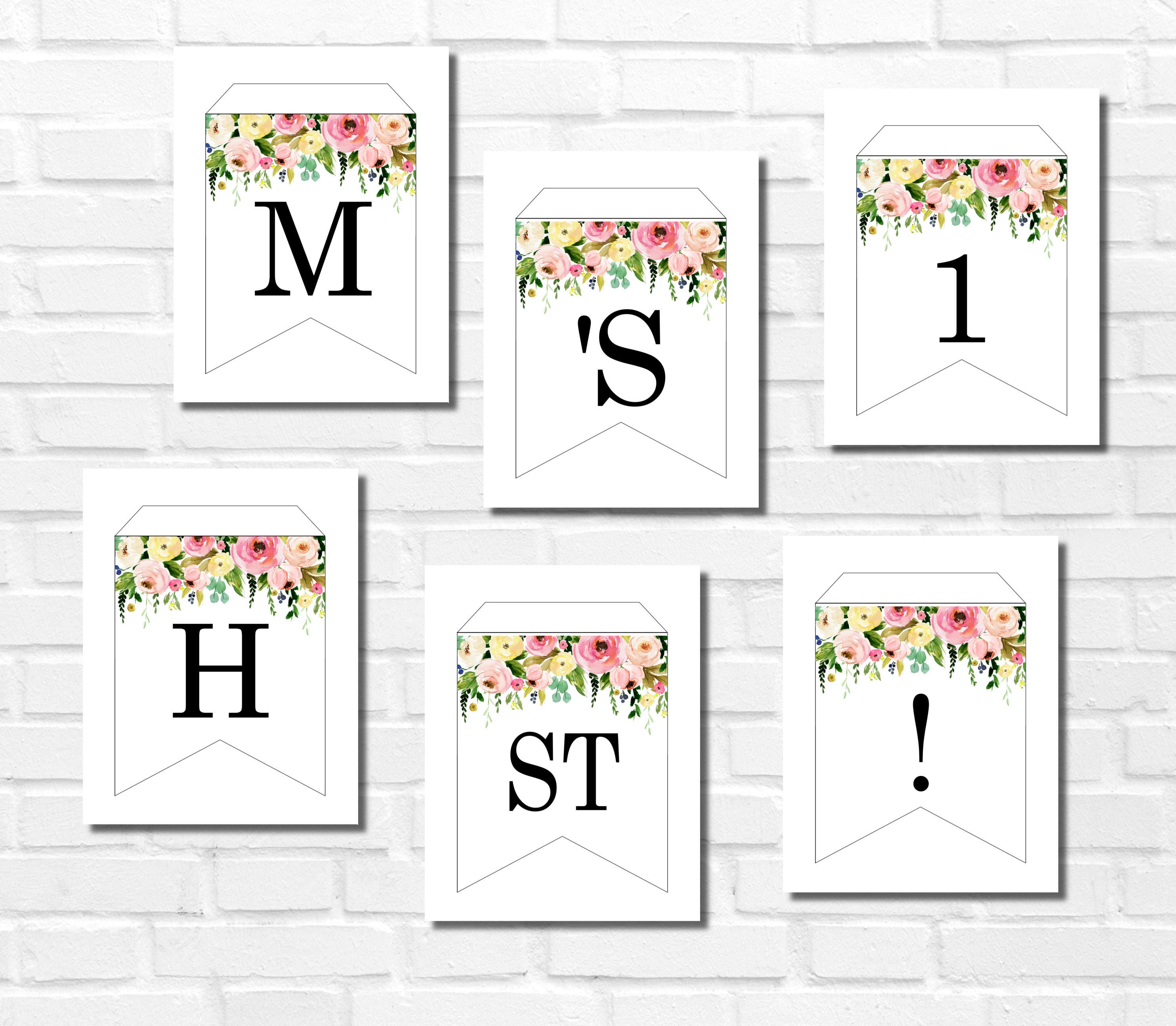 Floral Printable Banner Letters Numbers A-Z Garden Spring Baby - Etsy