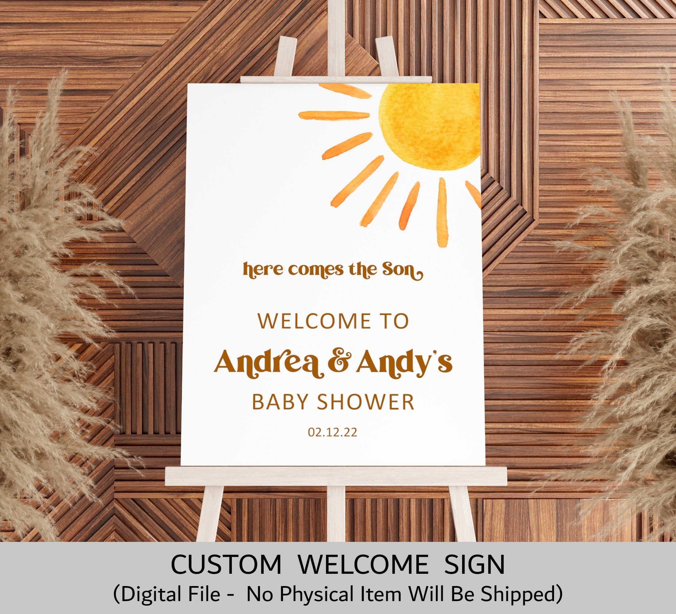 CUSTOM Sun Baby Shower Welcome Sign Retro Here Comes the Son - Etsy