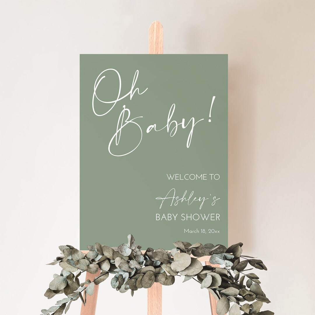 Editable Oh Baby Gender Neutral Baby Shower Welcome Sign Template ...