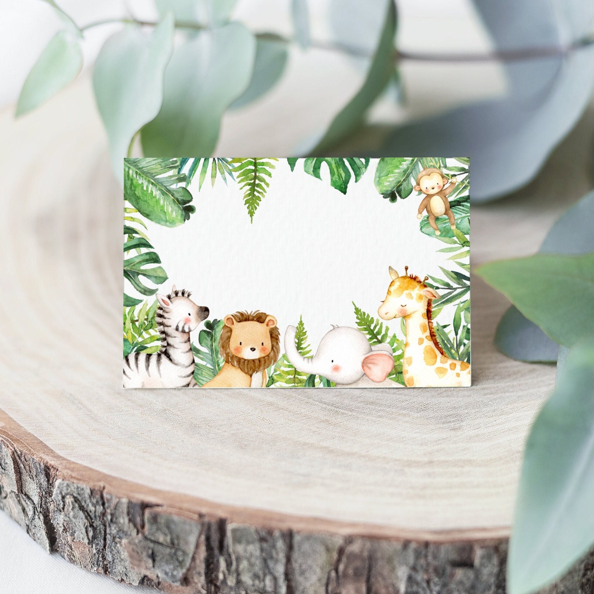 Editable Jungle Safari Animals Place Cards Tent Cards Food Labels Table ...