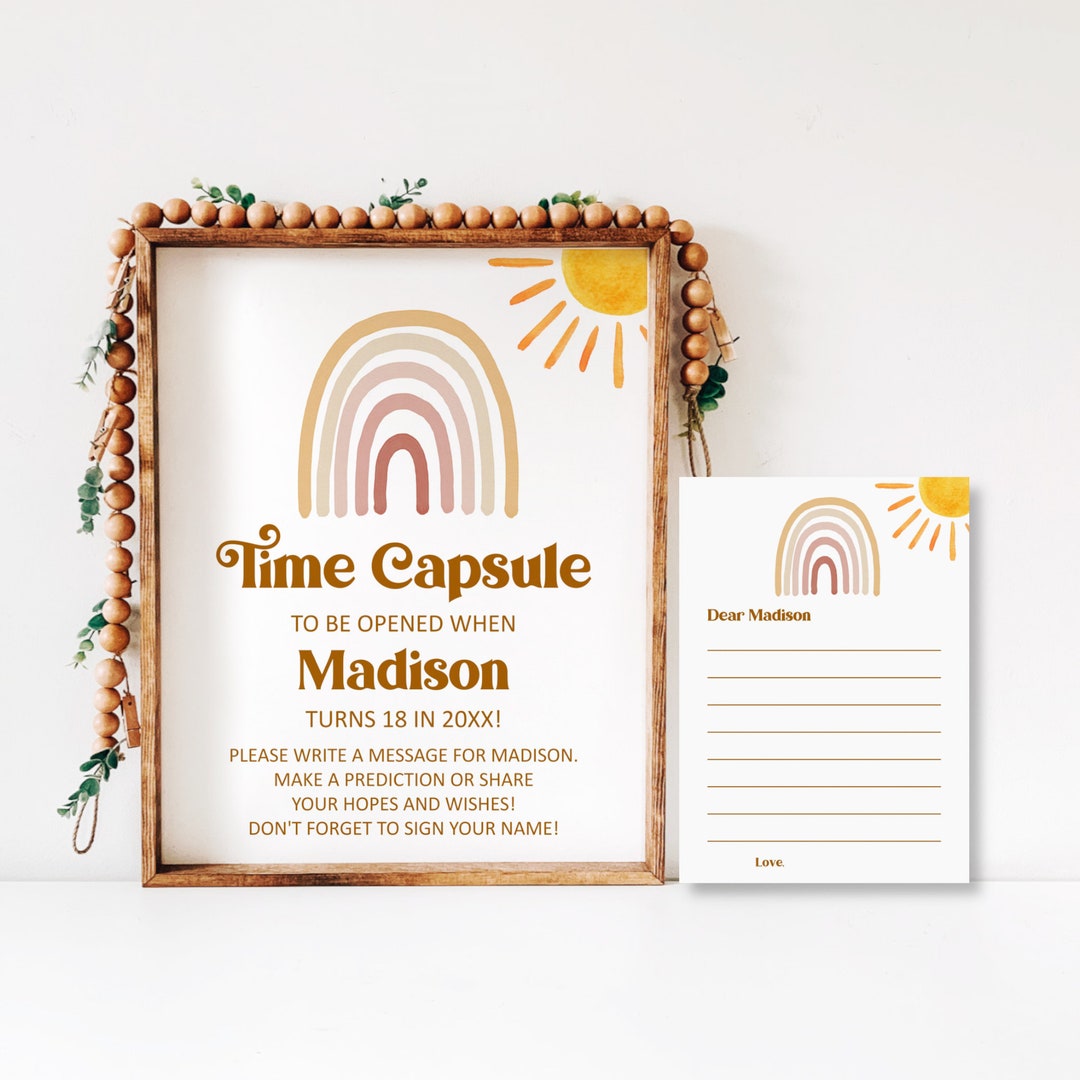 Editable Rainbow Time Capsule Sunshine Time Capsule First Trip Around ...