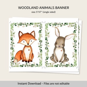 PRINTABLE Woodland Animals Banner Greenery Woodland Baby Shower Banner ...
