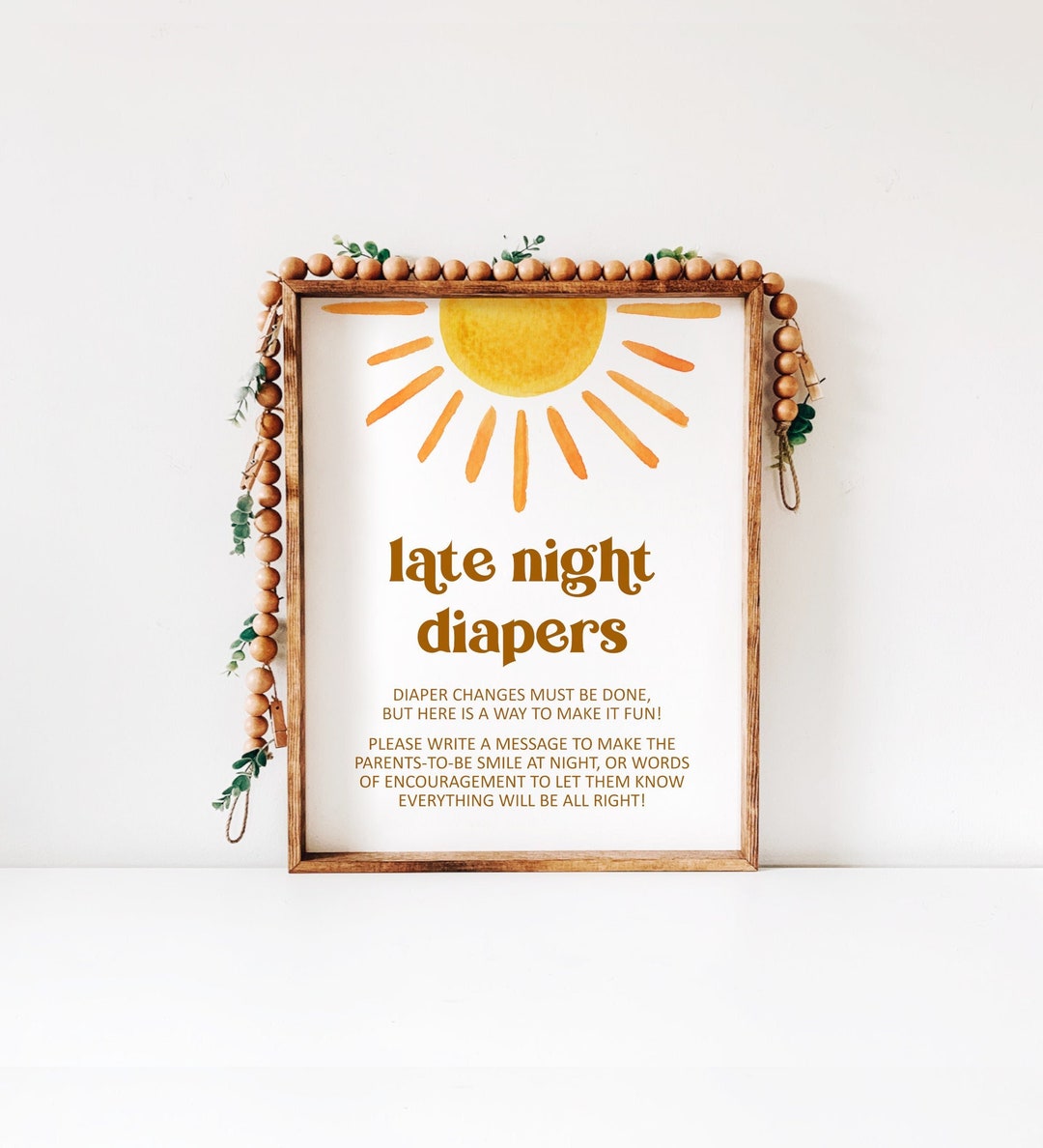Sunshine Sun Baby Shower Late Night Diapers Sign Diaper Messages 0118 ...