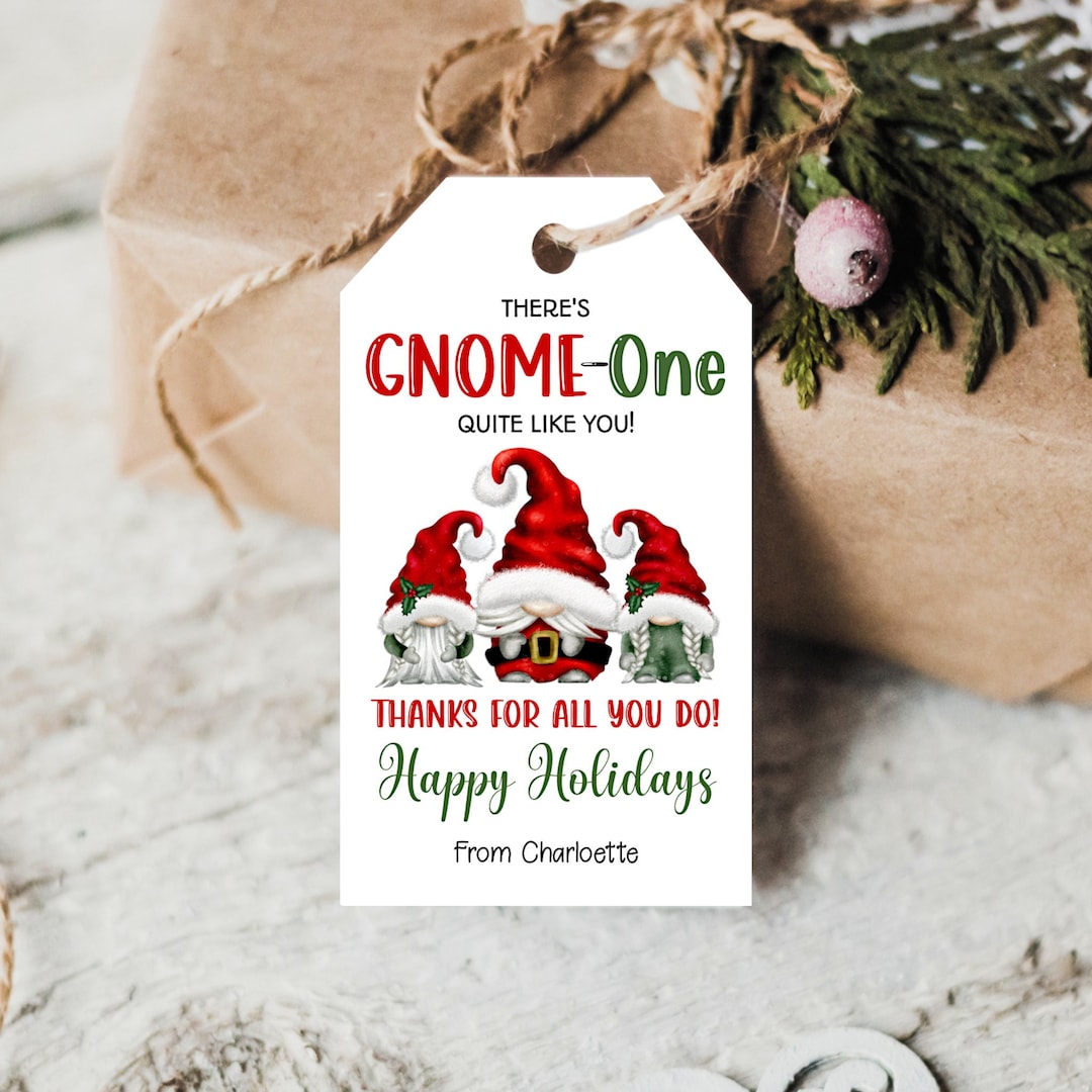 Editable Gnome Gift Tags Christmas Appreciation Tags Thank You Tags for ...