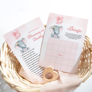 Editable Elephant Baby Shower Games Bundle Pink Elephant Girl Baby ...