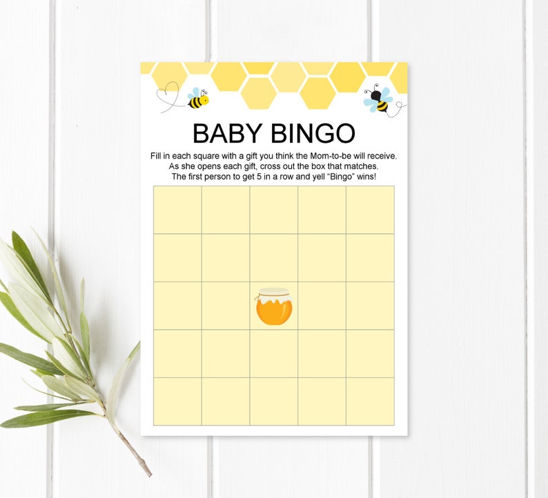 Baby Bingo Cards Bumble Bee Baby Shower Game Blank Bingo | Etsy