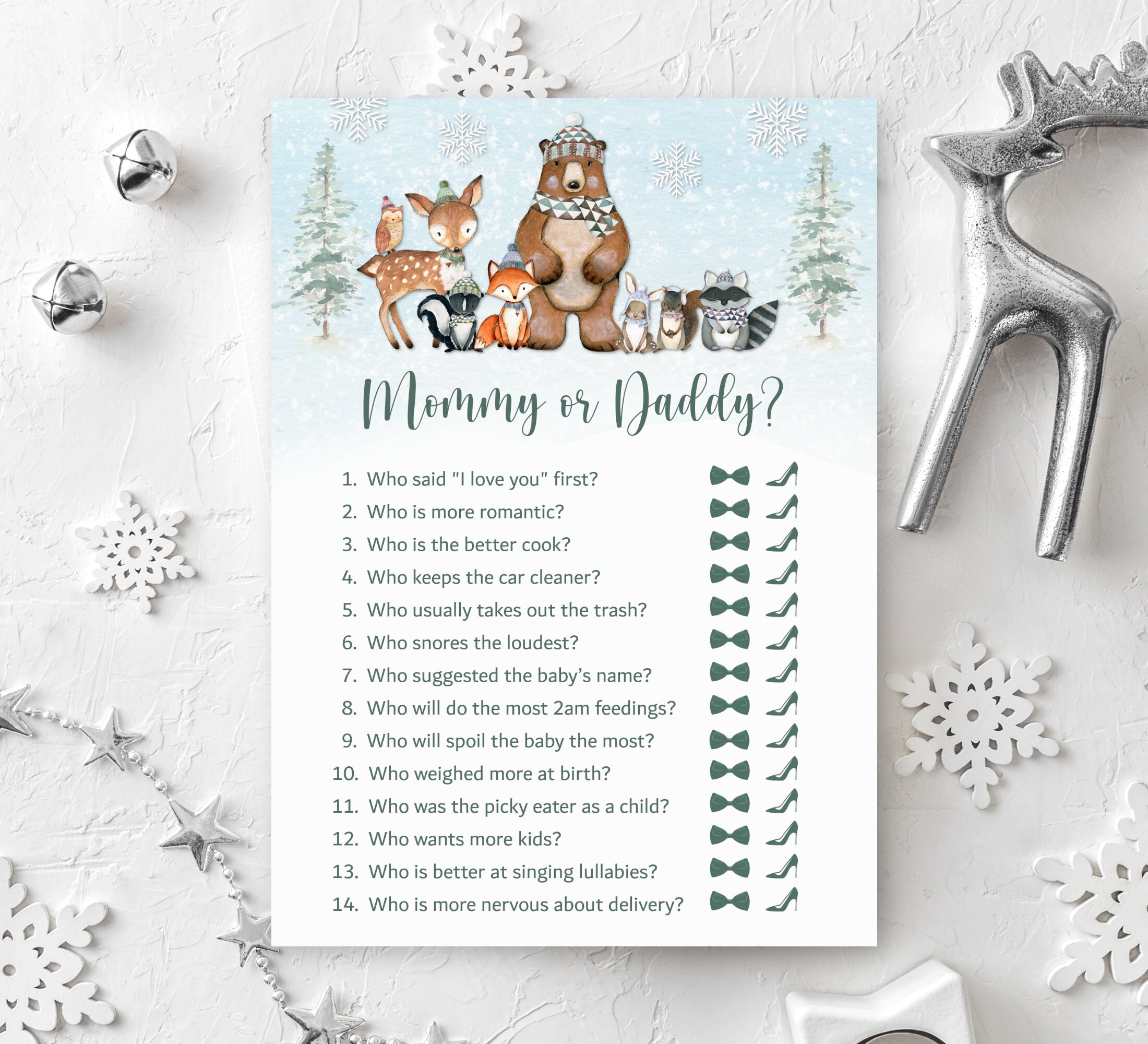 Woodland Baby Shower Games Bundle Winter Woodland Animals Baby Shower ...