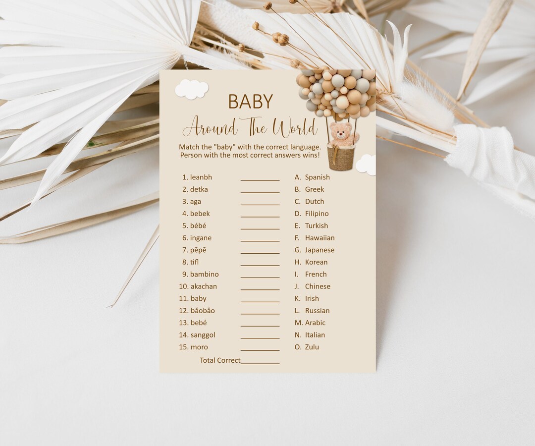 Teddy Bear Baby Shower Game Baby Around the World Game We Can Bearly ...