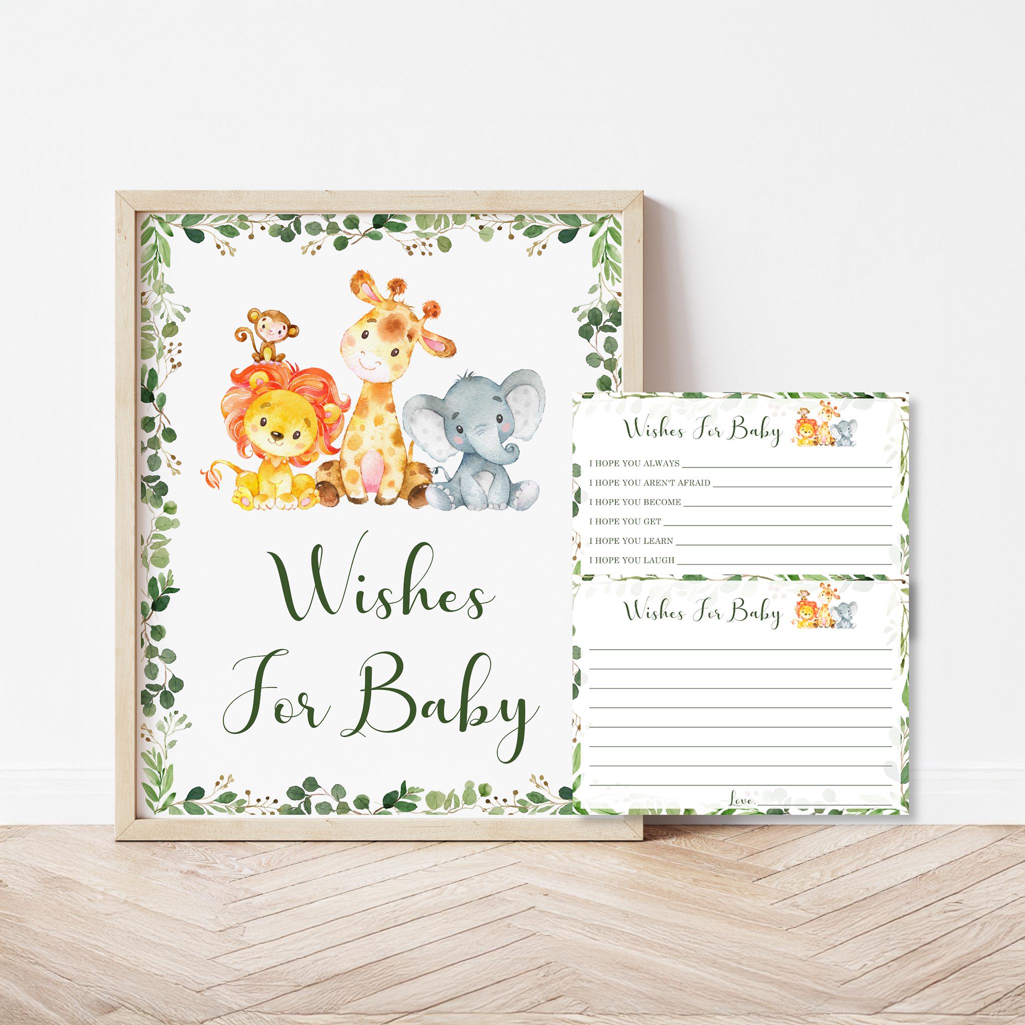 Safari Baby Shower Wishes for Baby Card, Jungle Animals Baby Advice ...