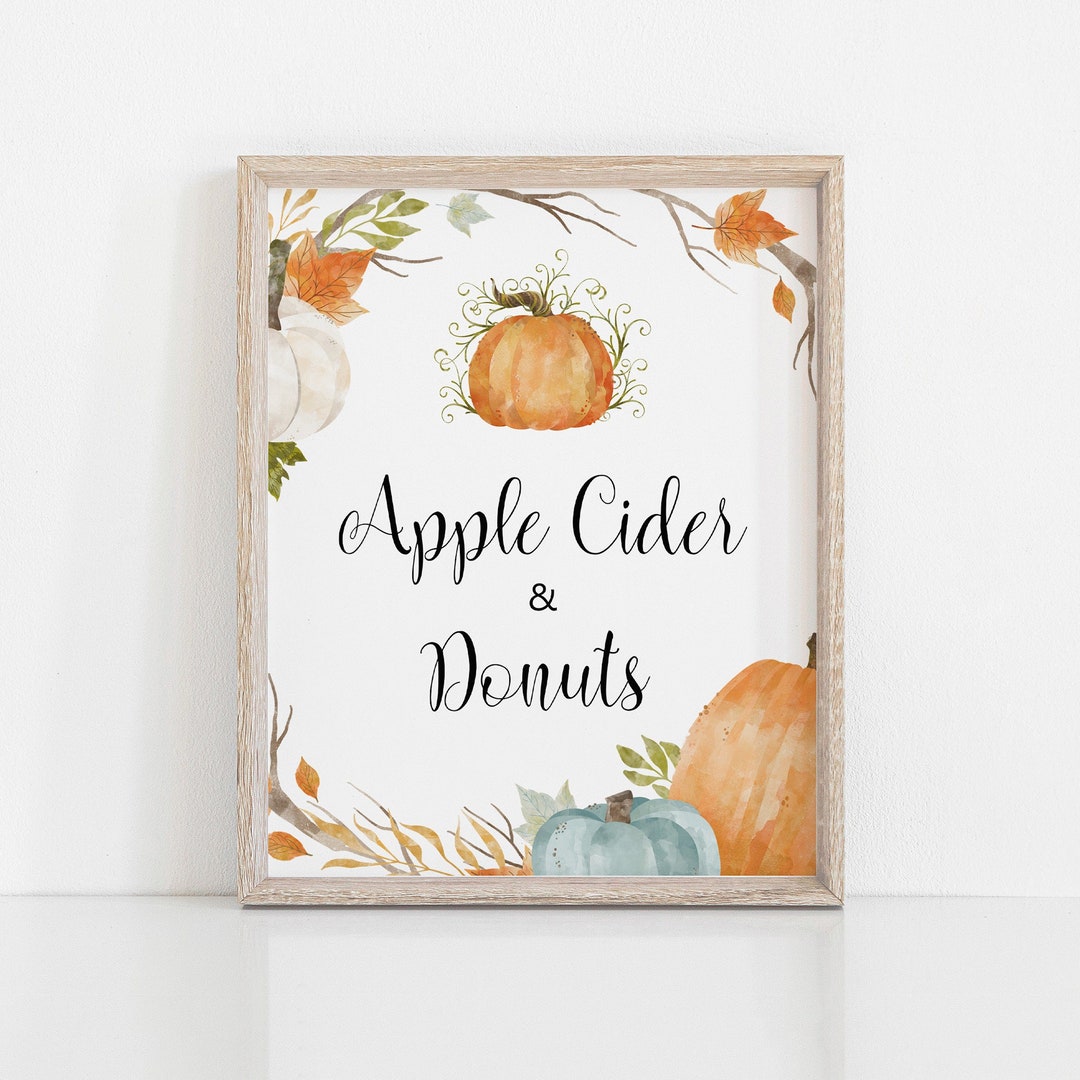 Apple Cider and Donuts Sign Fall Party Pumpkin Baby Shower Sign ...