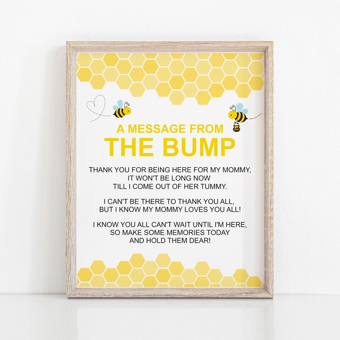 Bee Baby Shower Message From the Bump Sign Mommy to Bee Printable C61 ...