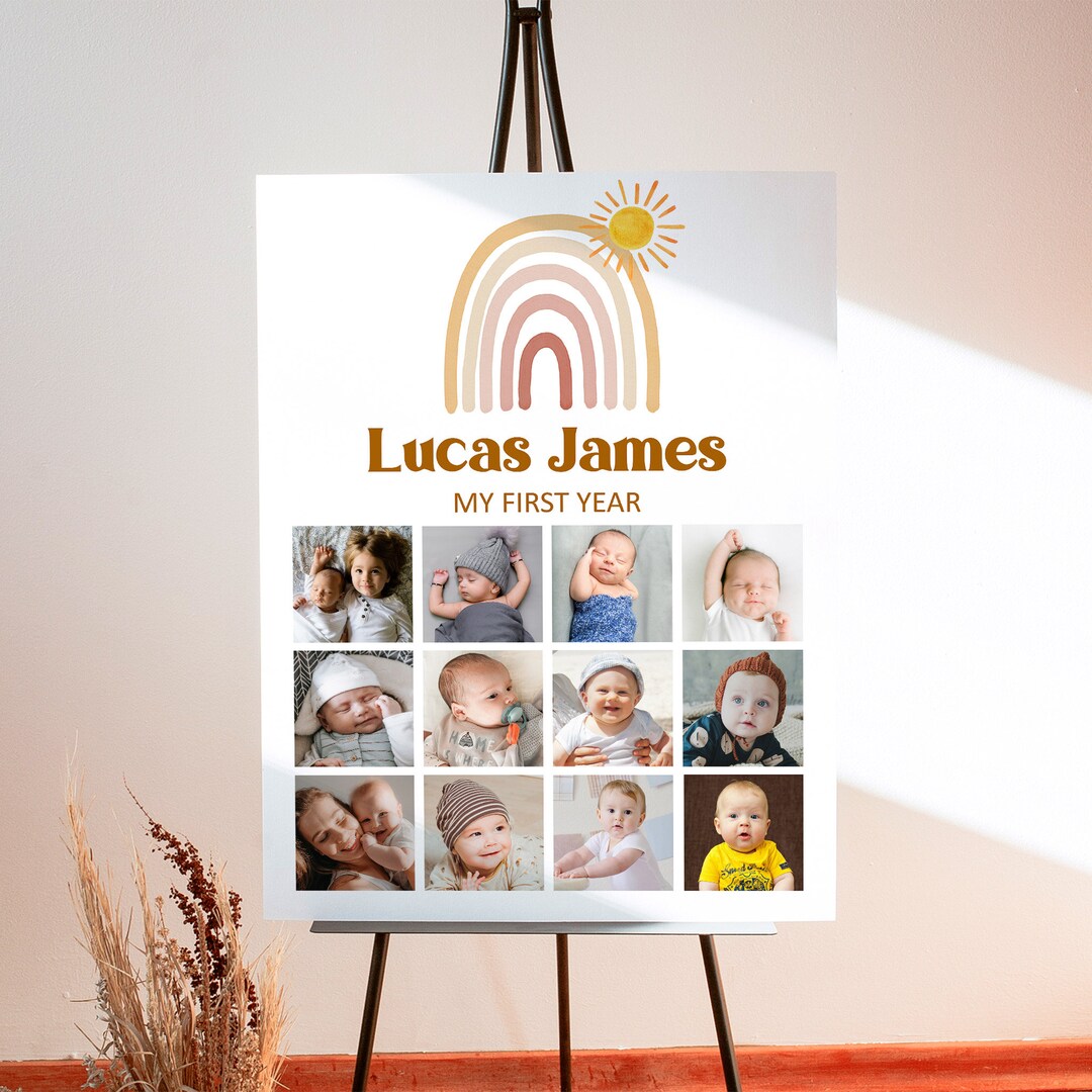 Editable Rainbow First Year Photo Collage Poster 1st Trip - Etsy