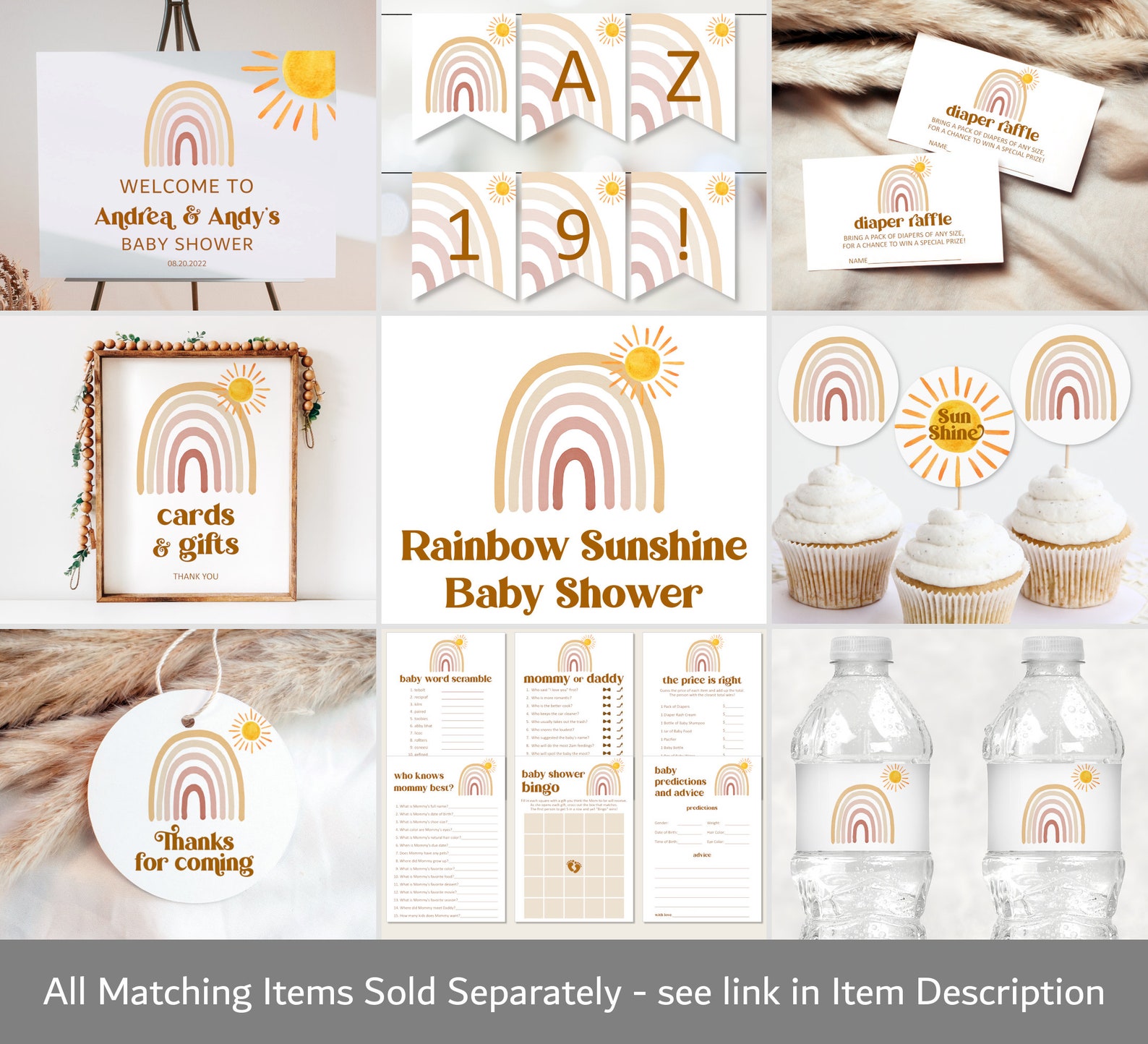 Rainbow Banner Boho Rainbow Sunshine Baby Shower Banner Muted - Etsy