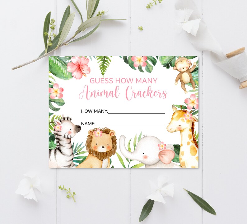 Guess How Many Animal Crackers Game Jungle Safari Birthday - Etsy