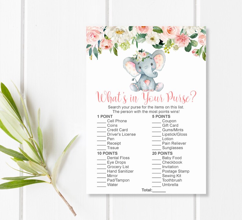 Elephant Baby Shower Games Printable Game Bundle Pink Elephant - Etsy
