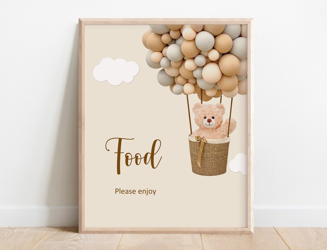 Teddy Bear Food Table Sign We Can Bearly Wait Baby Shower Sign ...