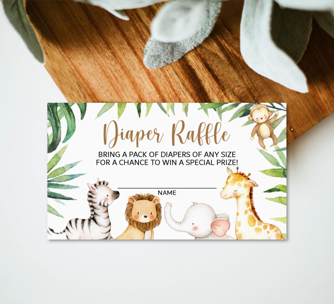 Diaper Raffle Cards Jungle Baby Shower Game Safari Baby Shower - Etsy