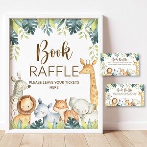 Jungle Baby Shower Book Raffle Tickets and Sign Safari Baby - Etsy
