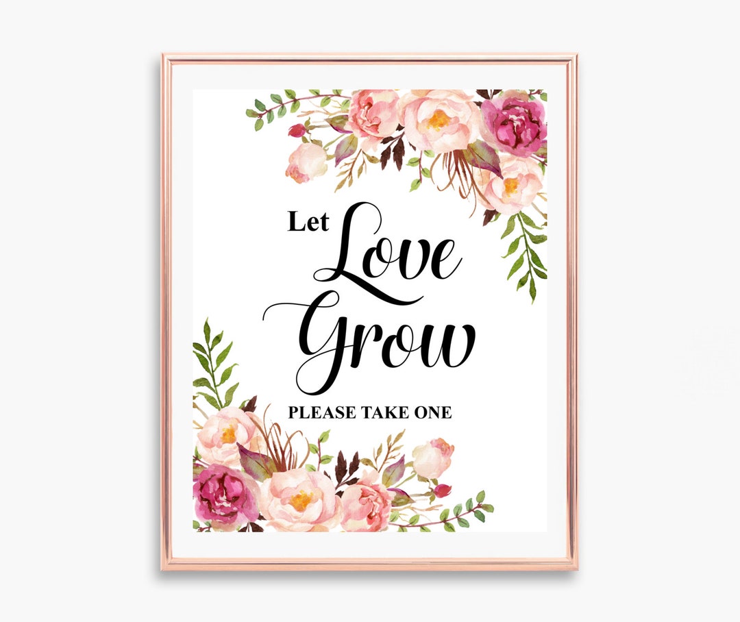 Let Love Grow Sign Favors Sign Succulent Favors Sign Seed Favors Sign ...