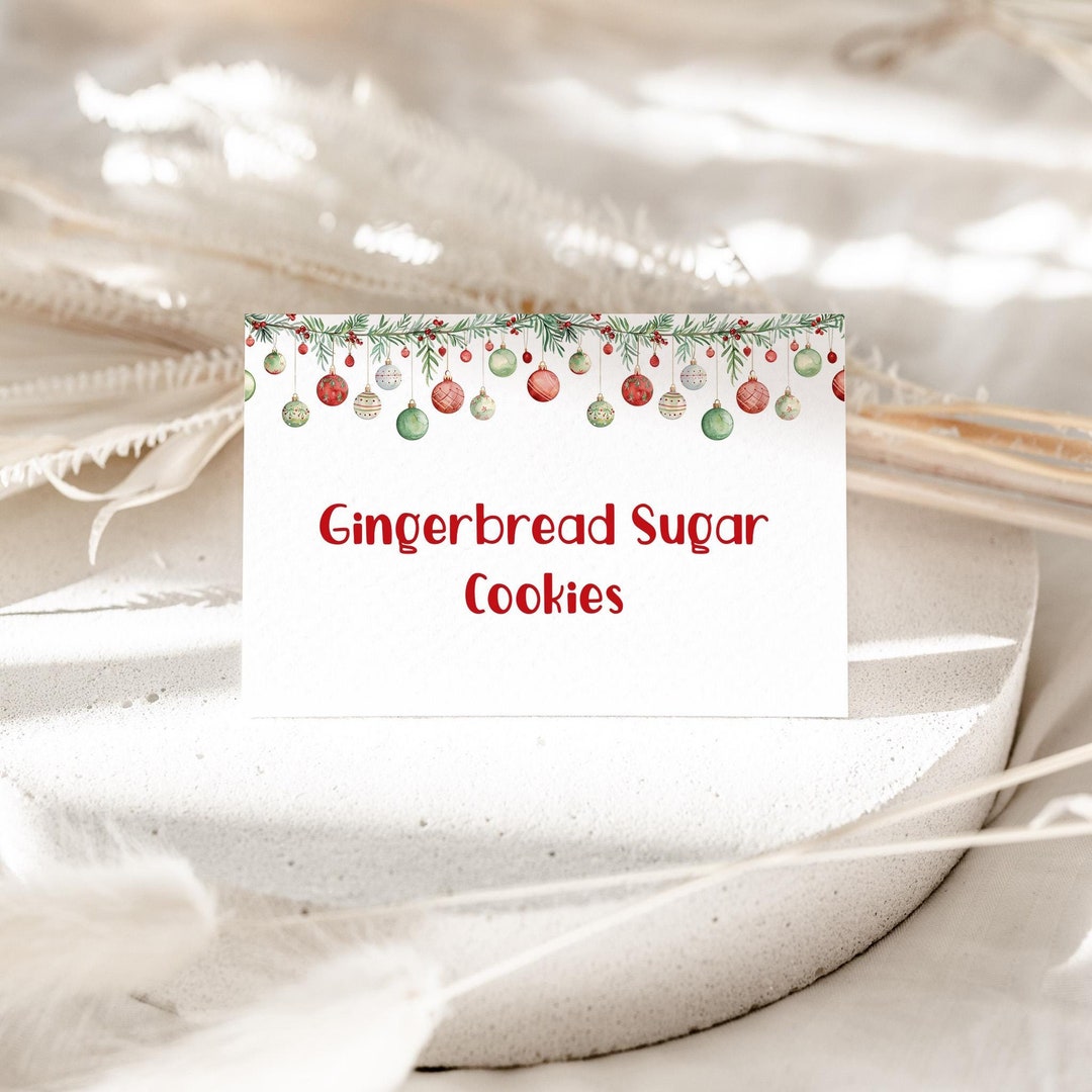 Editable Christmas Holiday Party Food Label Place Card Buffet Table ...