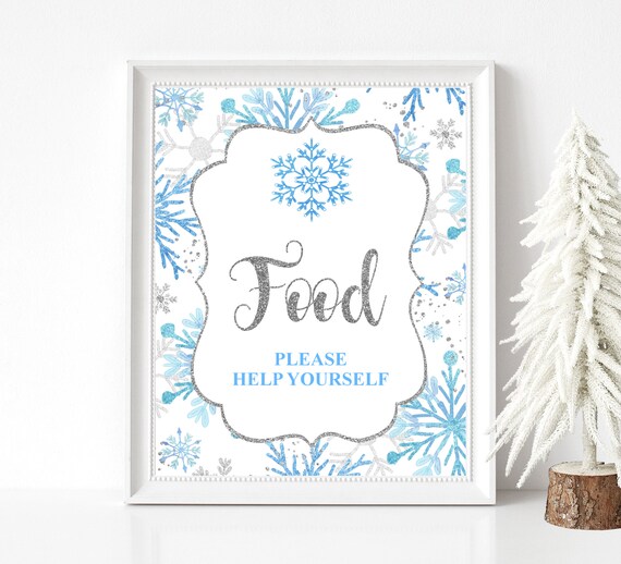 Food Sign Printable Winter Baby Shower Birthday Party Decor Boy Blue ...