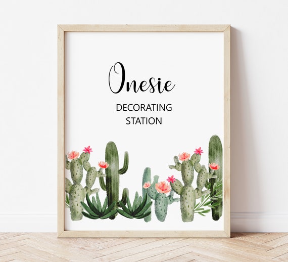 Onesie Decorating Station Sign Cactus Baby Shower Sign Mexican Fiesta ...