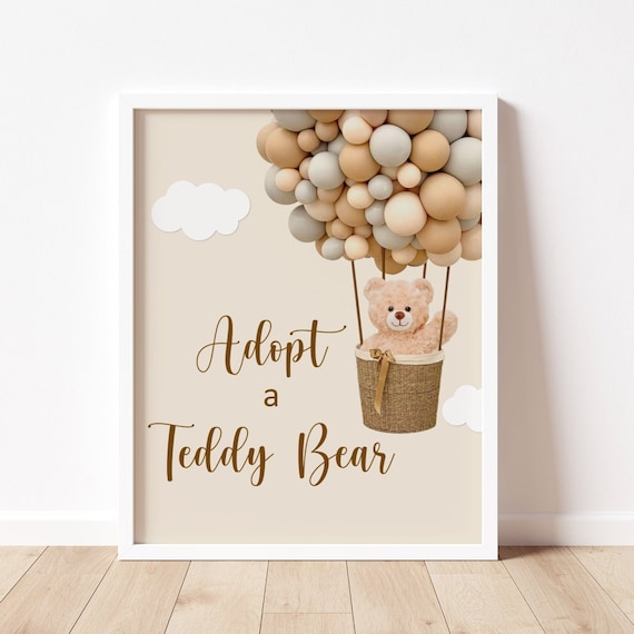 Adopt A Teddy Bear Sign Teddy Bear Birthday Hot Air Balloon Bear Baby ...