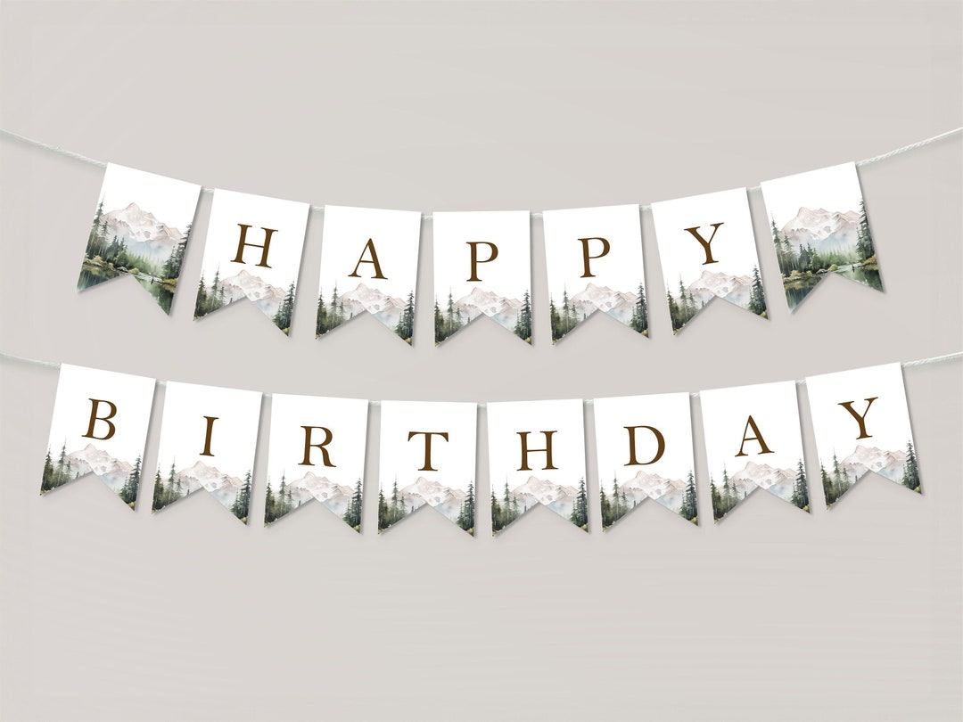 Editable Happy Birthday Banner Adventure Birthday Banner Forest ...