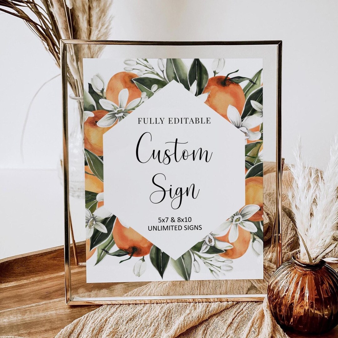 Editable Citrus Custom Sign Citrus Baby Shower Sign Citrus Wedding Sign ...