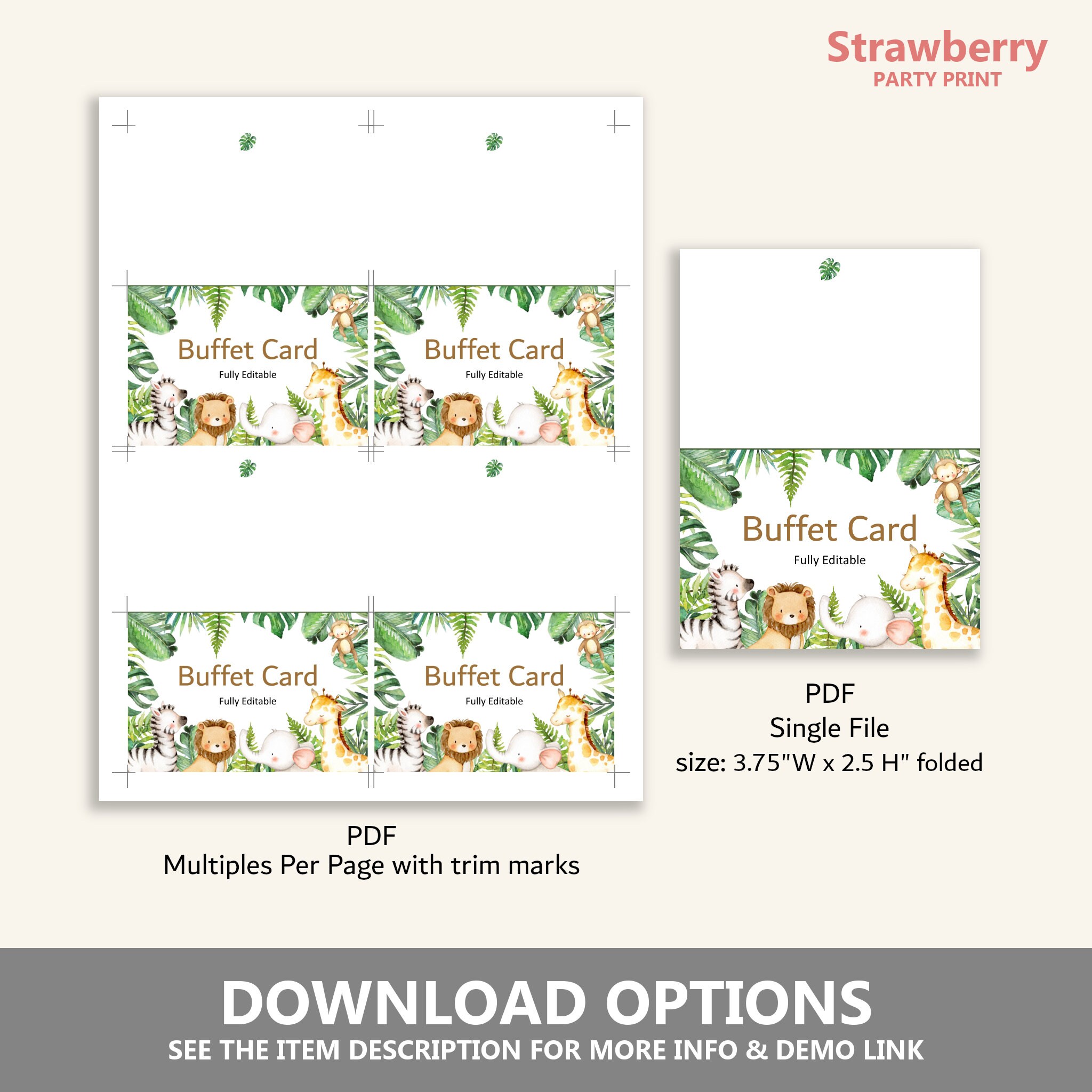 Editable Jungle Safari Animals Place Cards Tent Cards Food Labels Table ...