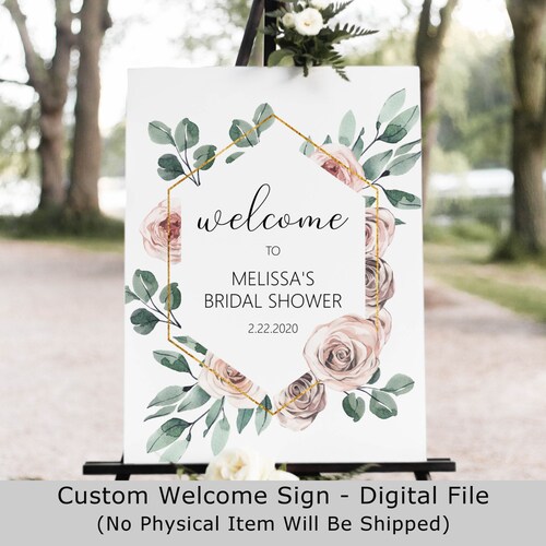 Dusty Rose Bridal Shower Welcome Sign EDITABLE Instant | Etsy