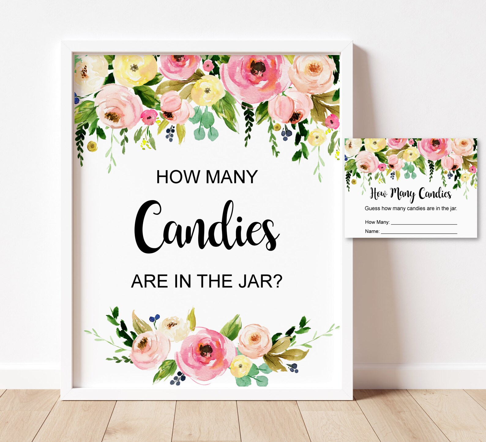 How Many Candies Are in the Jar Game Floral Baby Shower Garden - Etsy